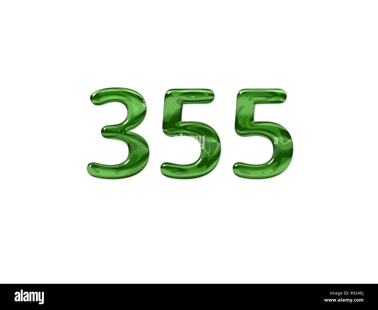 Green Number 355 isolated white background Stock Photo - Alamy