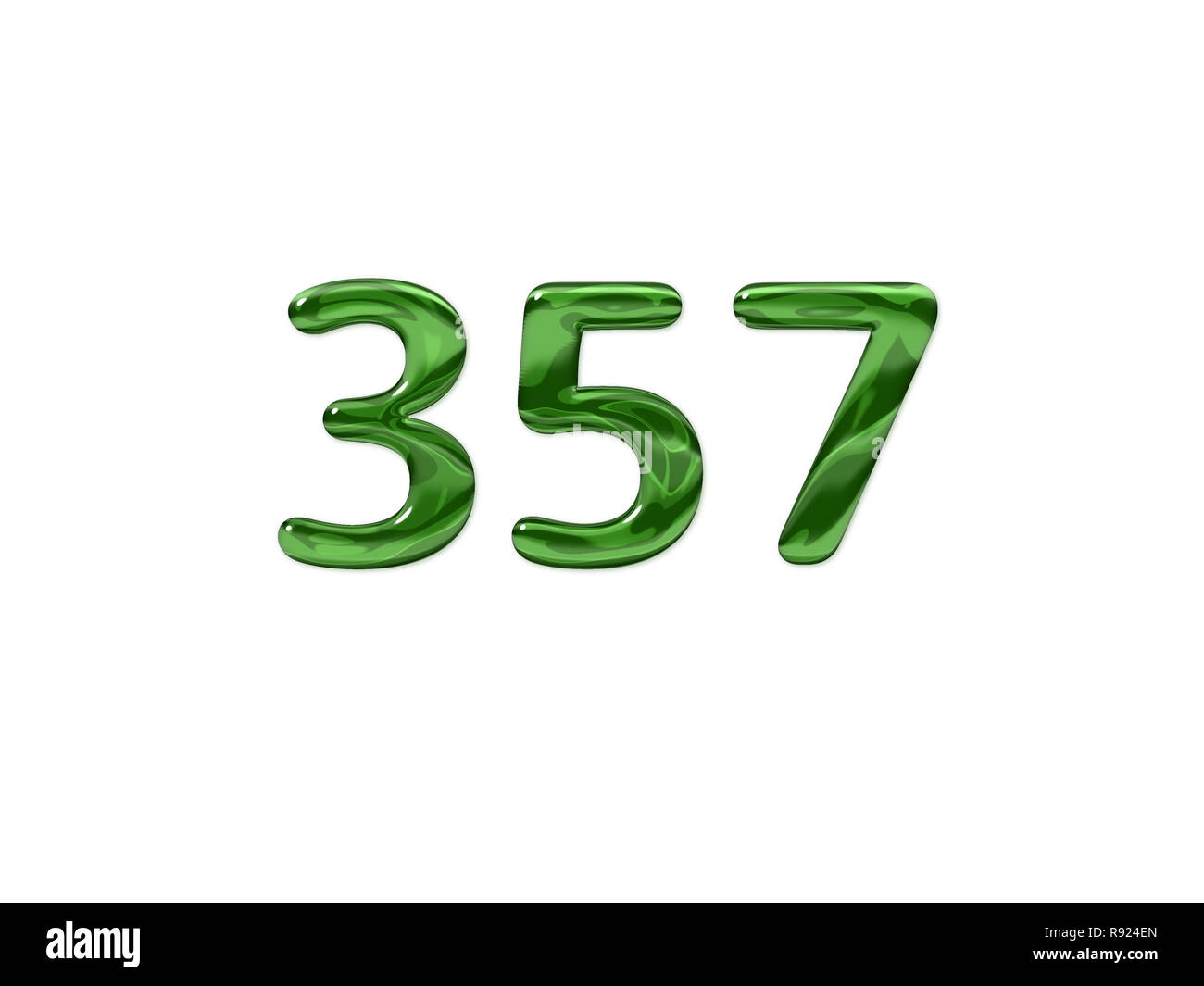 Green Number 357 isolated white background Stock Photo - Alamy