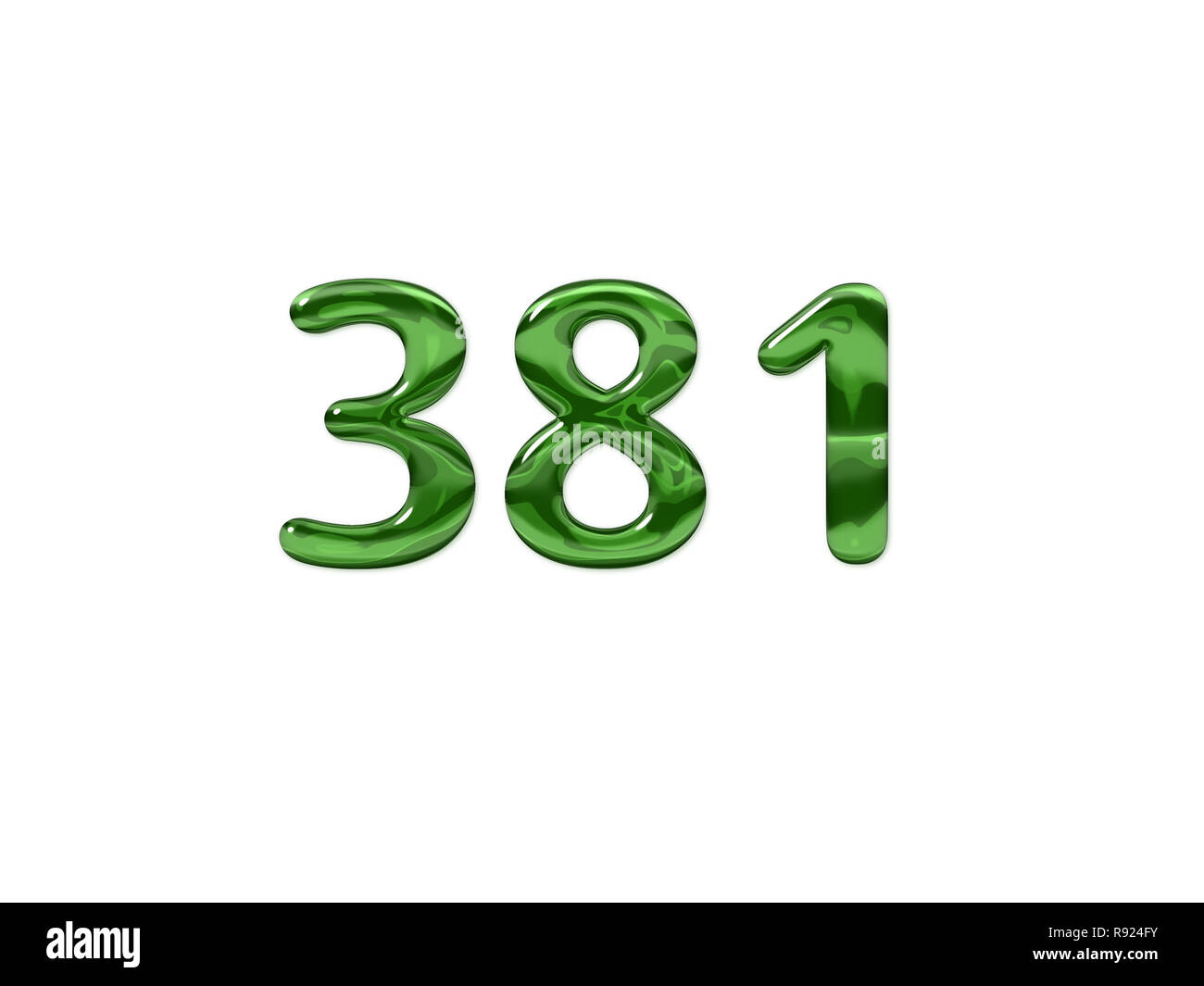 Green Number 381 isolated white background Stock Photo - Alamy