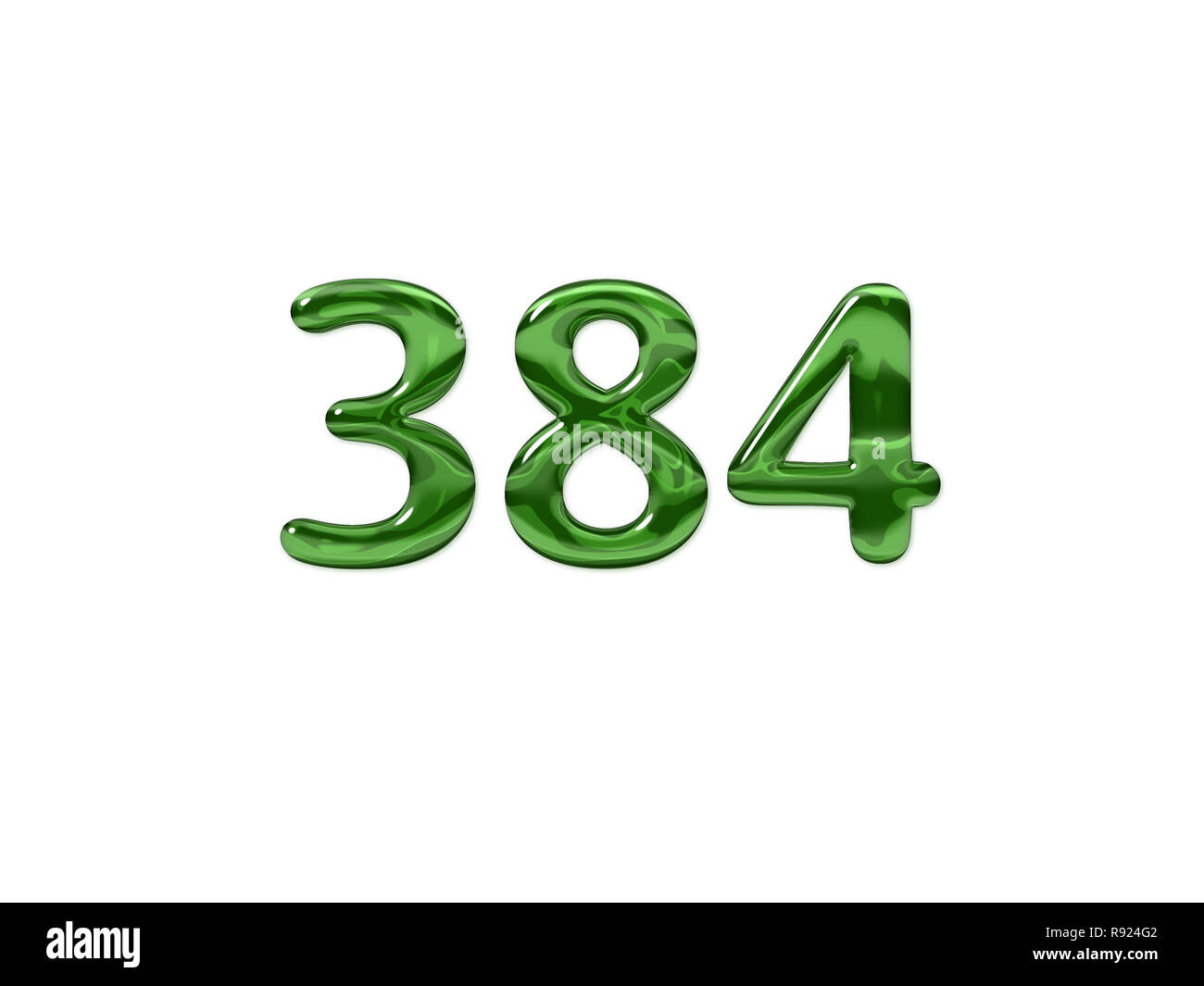Green Number 384 isolated white background Stock Photo - Alamy