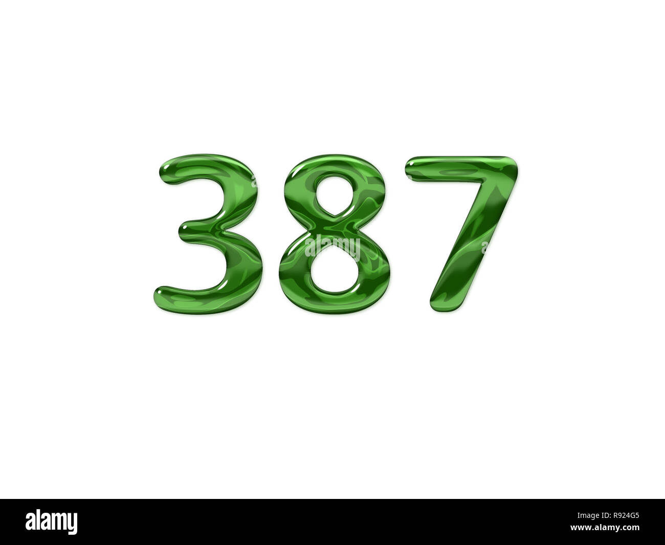 Green Number 387 isolated white background Stock Photo - Alamy