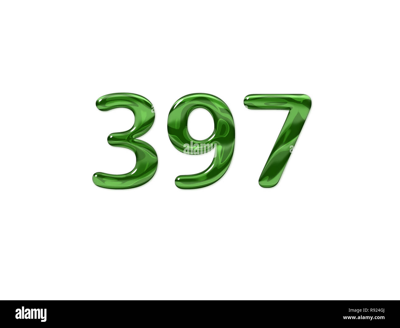 Green Number 397 isolated white background Stock Photo - Alamy