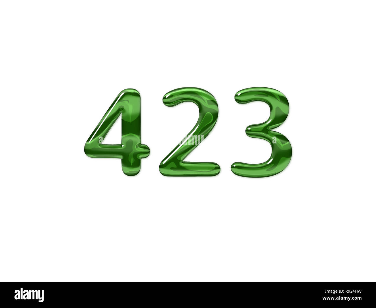 Green Number 423 isolated white background Stock Photo - Alamy