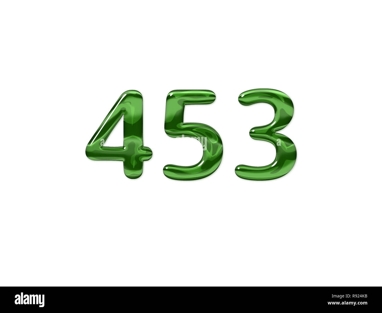 Green Number 453 isolated white background Stock Photo - Alamy