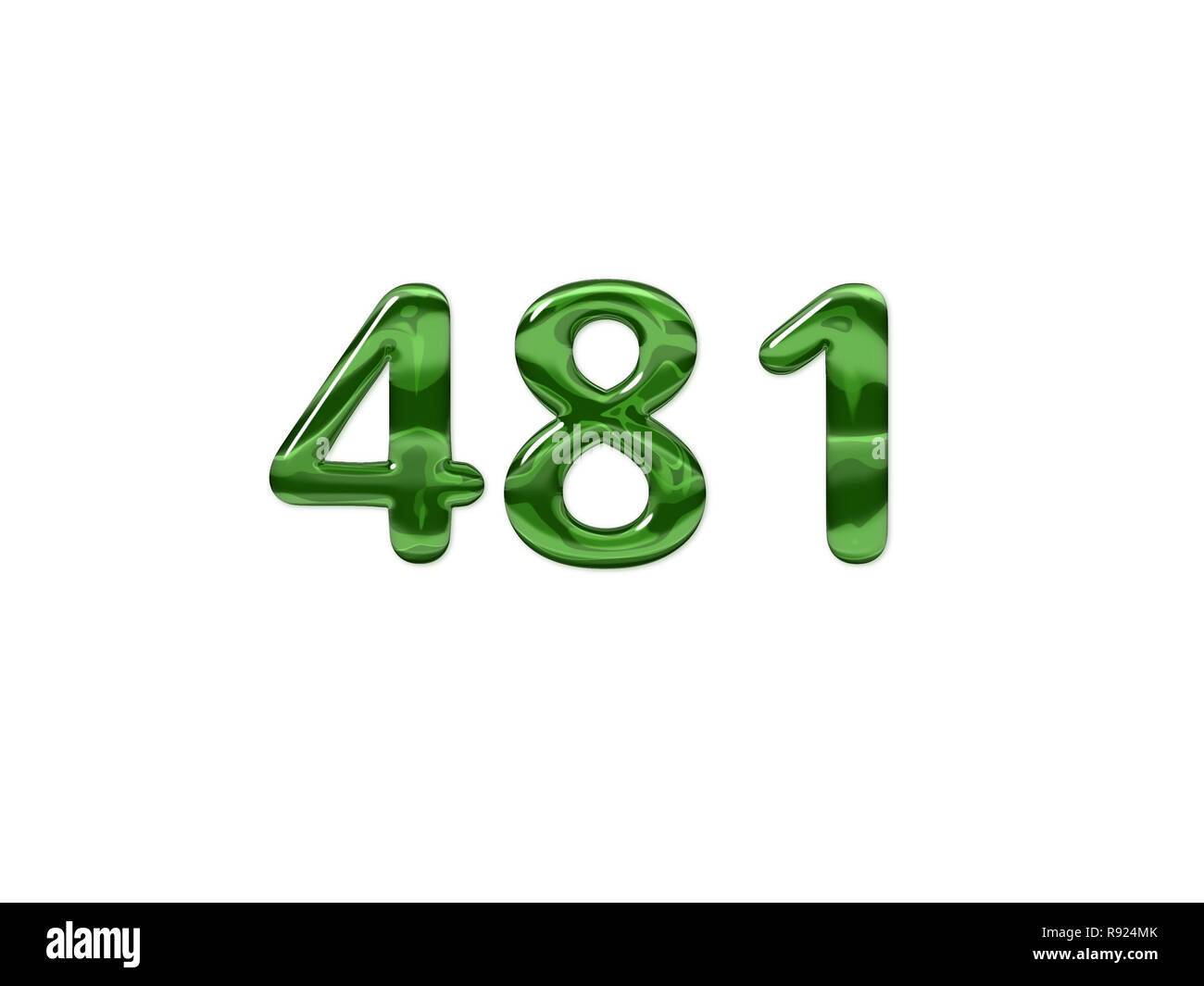 Green Number 481 isolated white background Stock Photo - Alamy