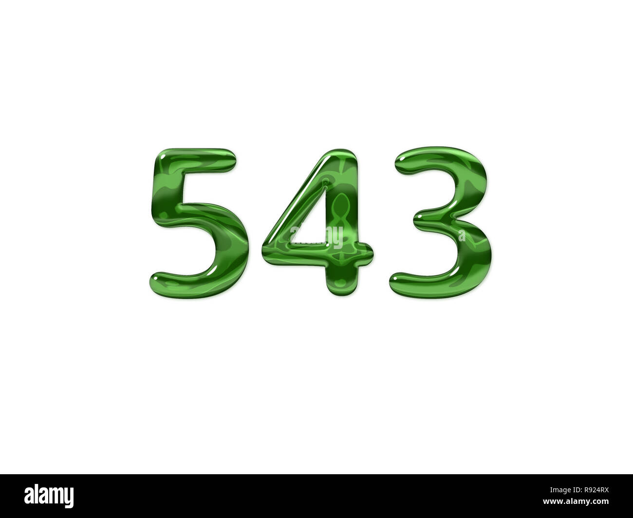 Green Number 543 isolated white background Stock Photo - Alamy