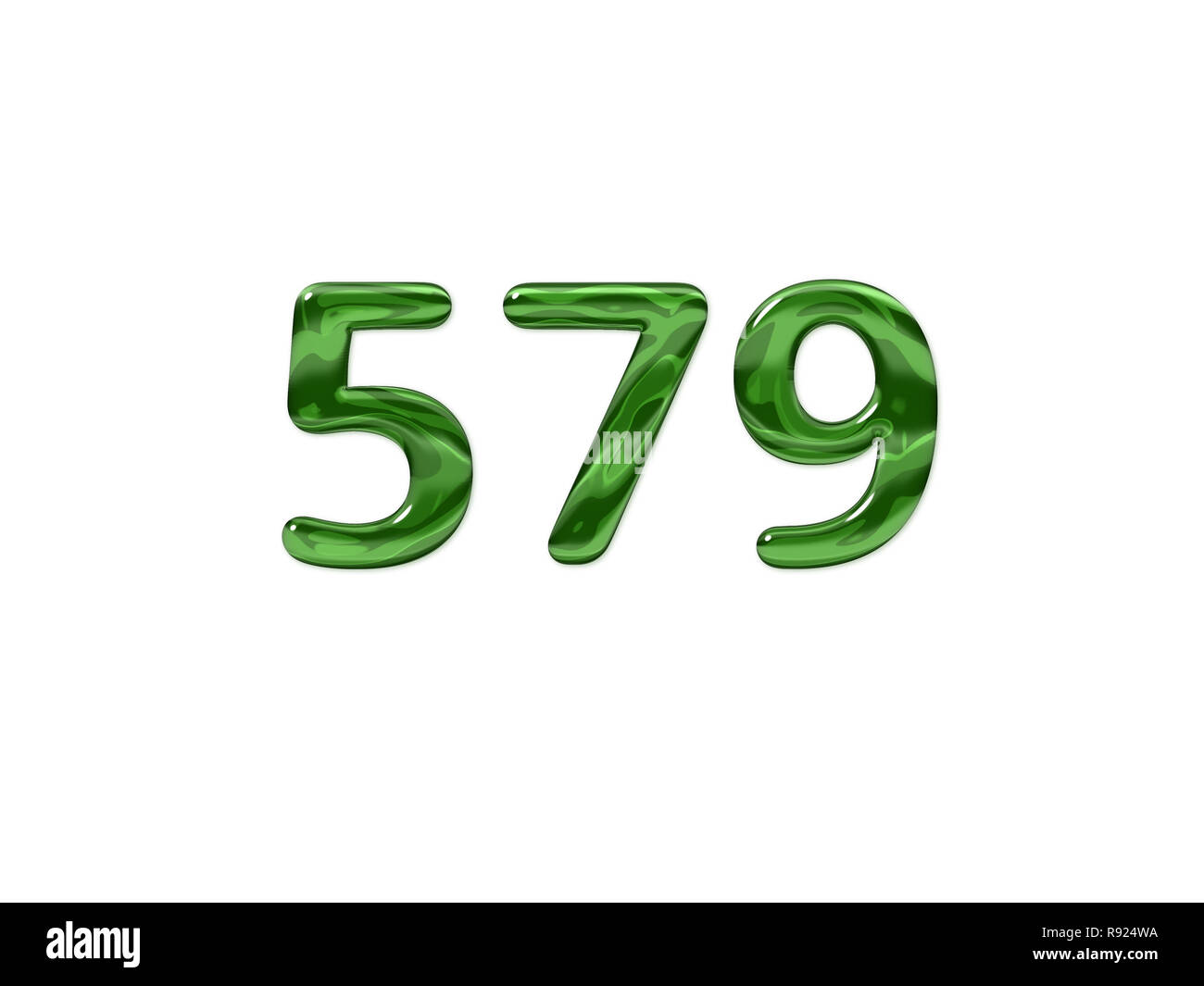 Green Number 579 isolated white background Stock Photo - Alamy