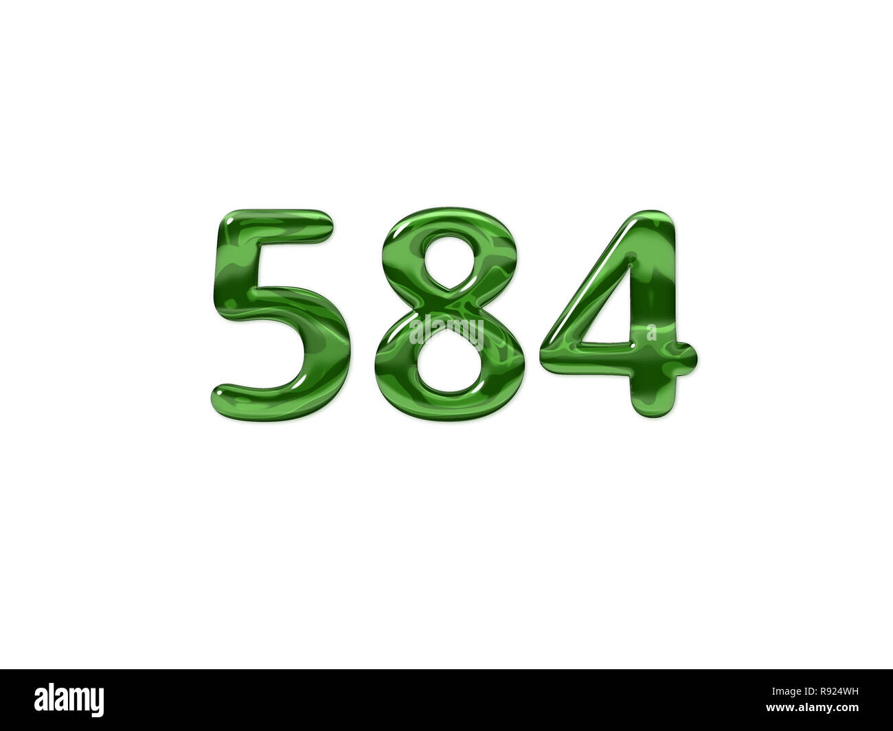 Green Number 584 isolated white background Stock Photo - Alamy
