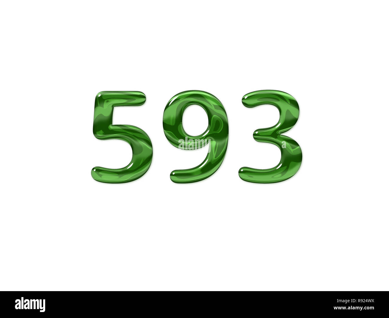 Green Number 593 isolated white background Stock Photo - Alamy