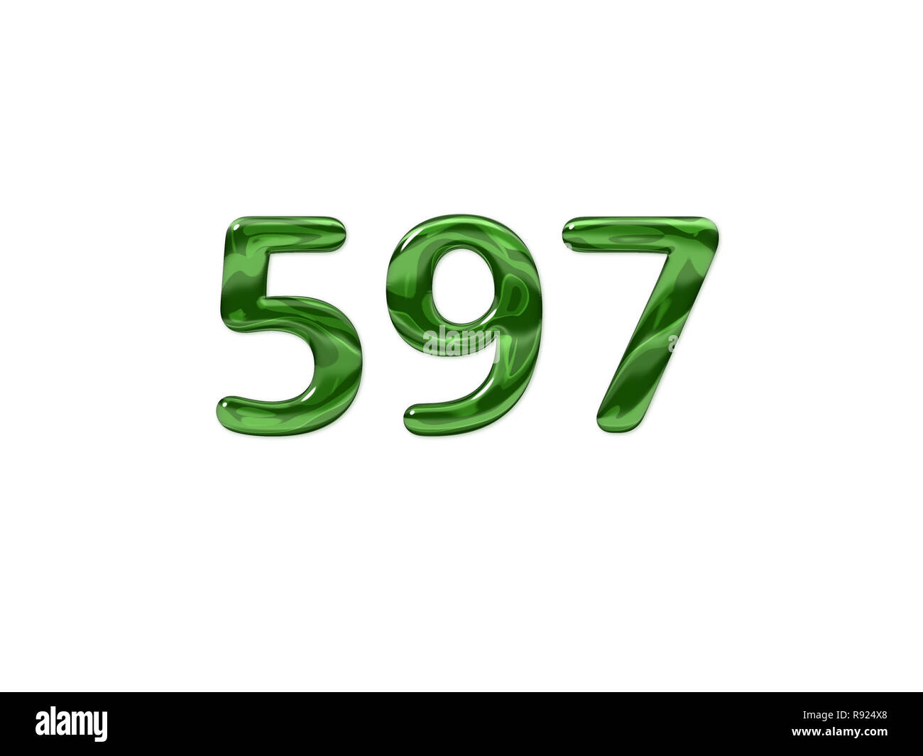 Green Number 597 isolated white background Stock Photo - Alamy