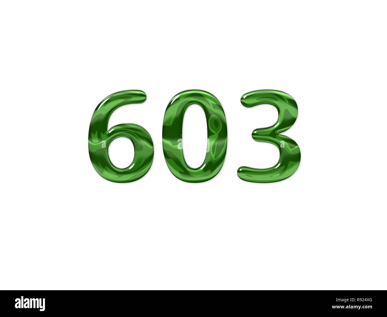 Green Number 603 isolated white background Stock Photo - Alamy