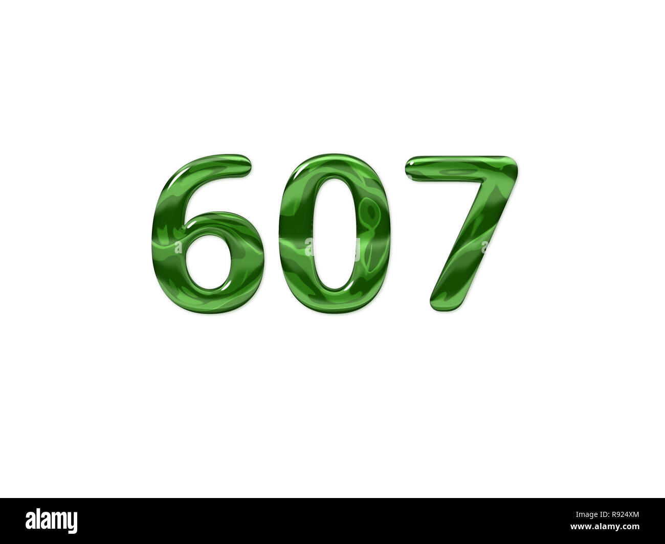 Green Number 607 isolated white background Stock Photo - Alamy