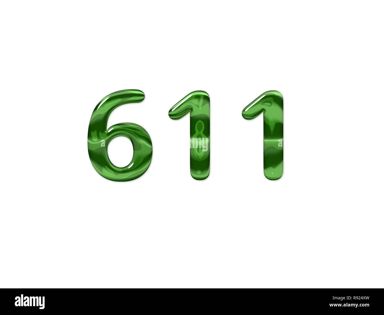 Green Number 611 isolated white background Stock Photo - Alamy