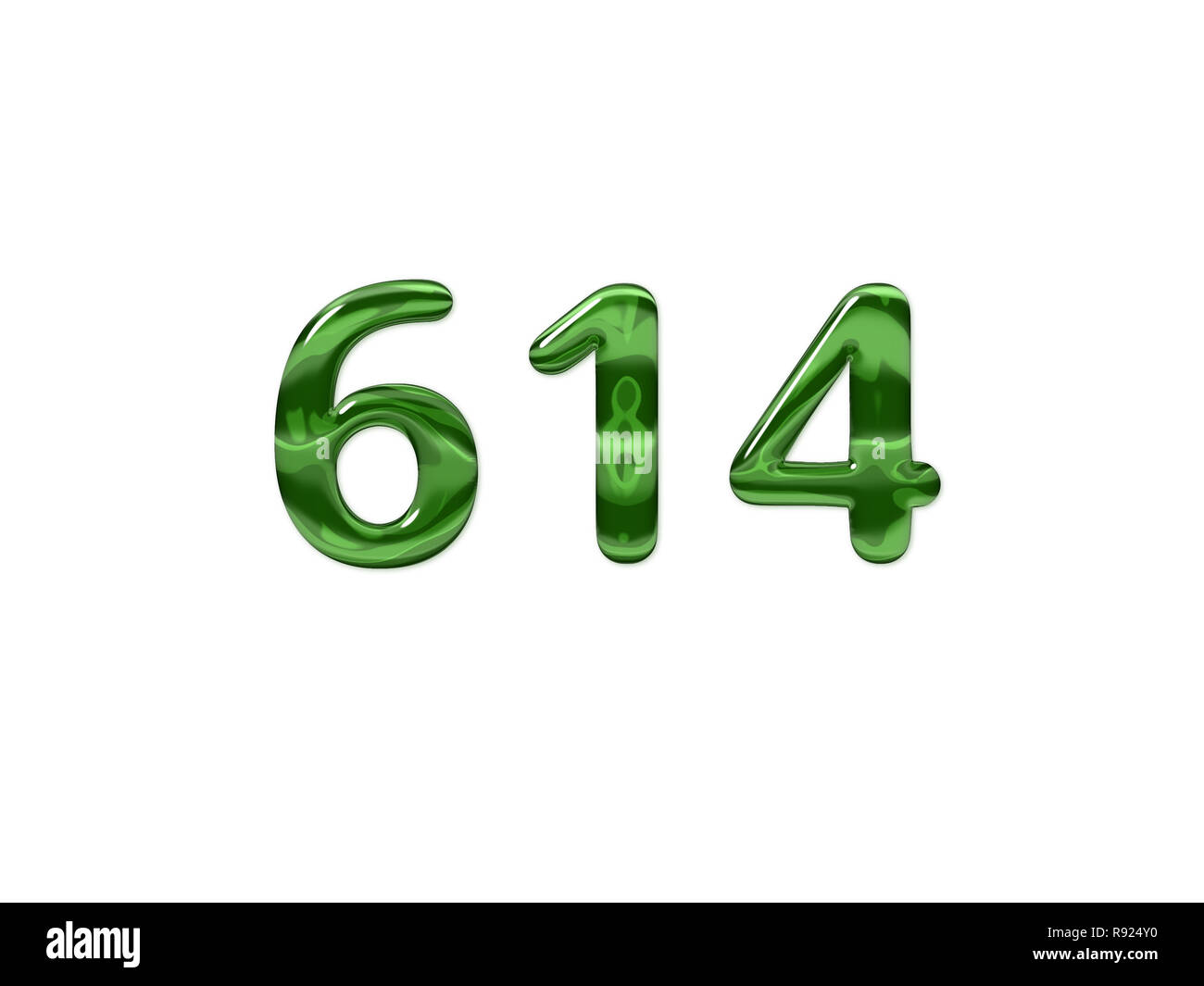 Green Number 614 isolated white background Stock Photo - Alamy