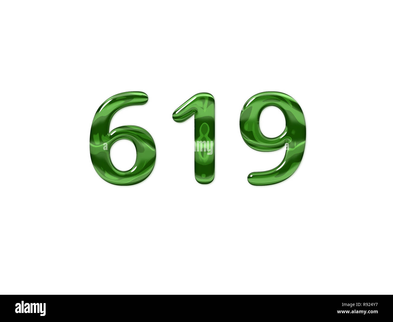 Green Number 619 isolated white background Stock Photo - Alamy