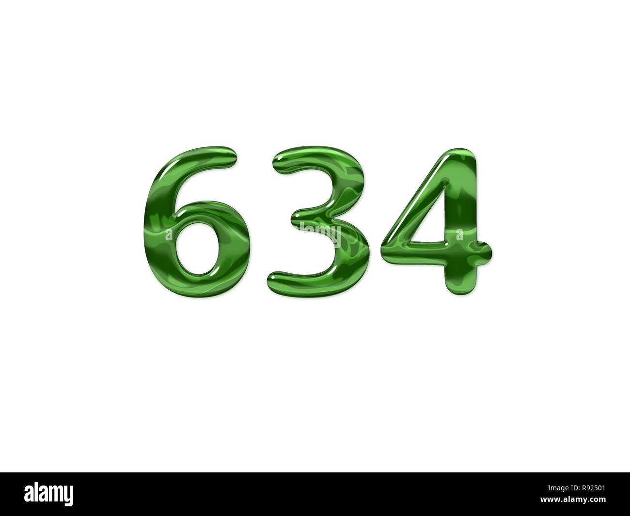 Green Number 634 isolated white background Stock Photo - Alamy