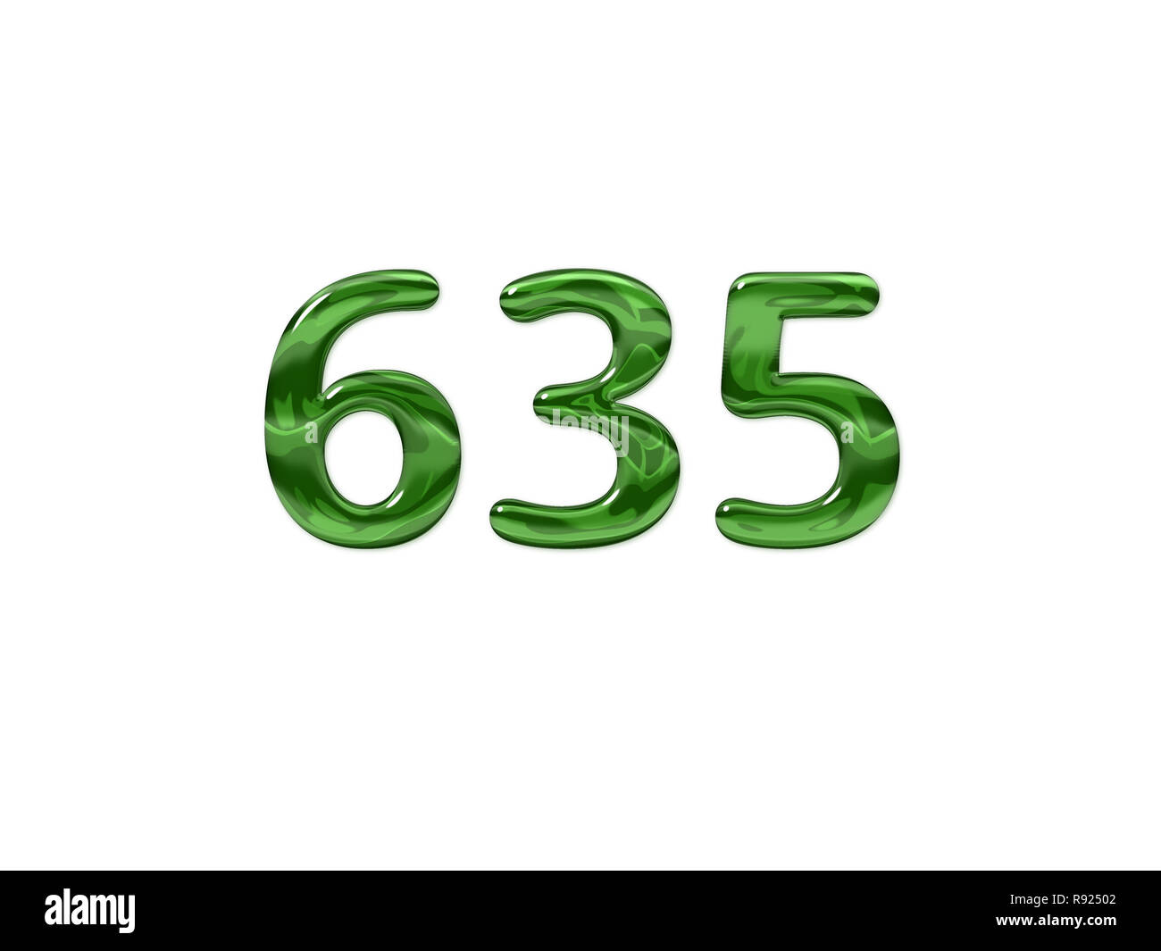Green Number 635 isolated white background Stock Photo - Alamy