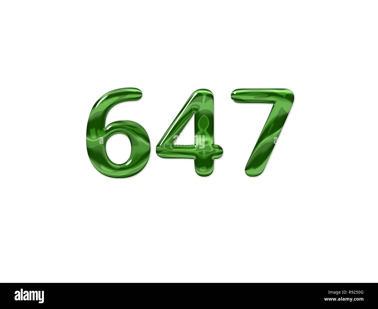 Green Number 647 isolated white background Stock Photo - Alamy