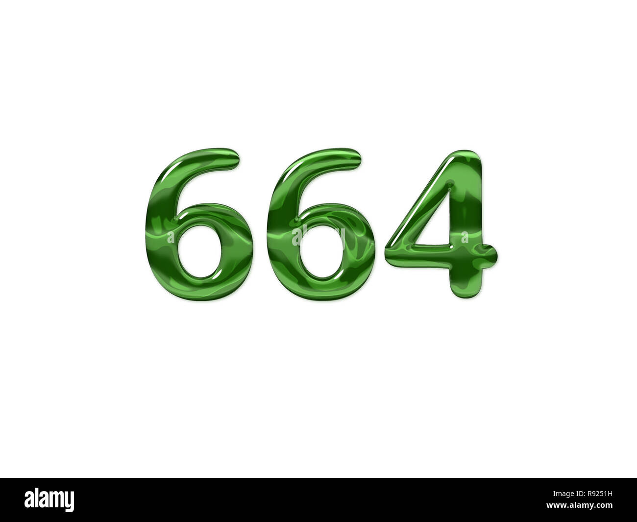 Green Number 664 isolated white background Stock Photo - Alamy