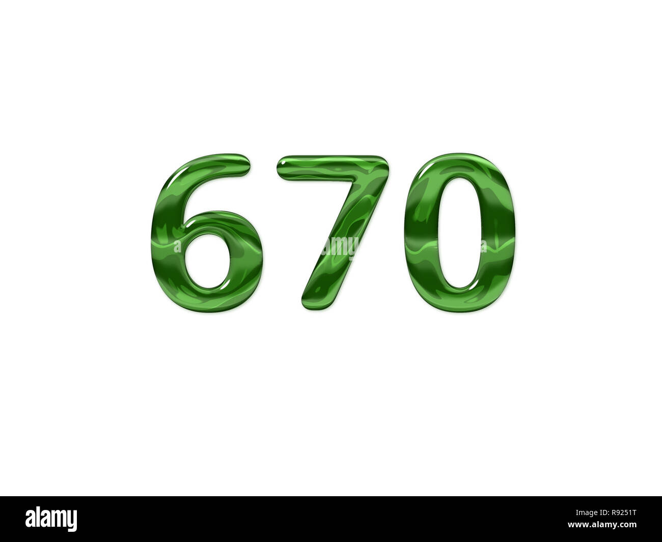 Green Number 670 isolated white background Stock Photo - Alamy
