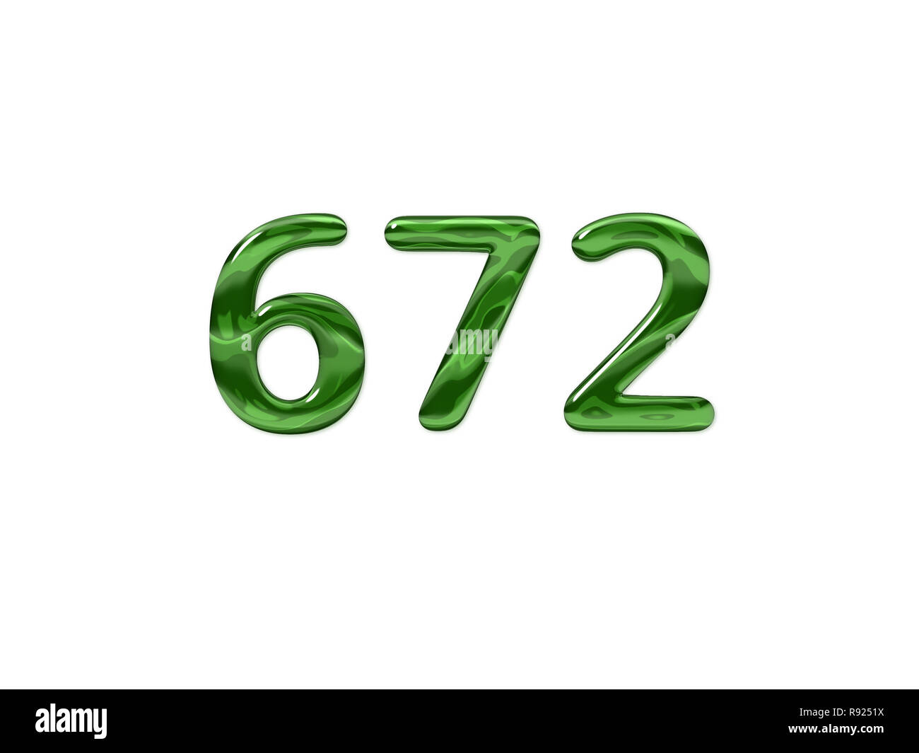 Green Number 672 isolated white background Stock Photo - Alamy