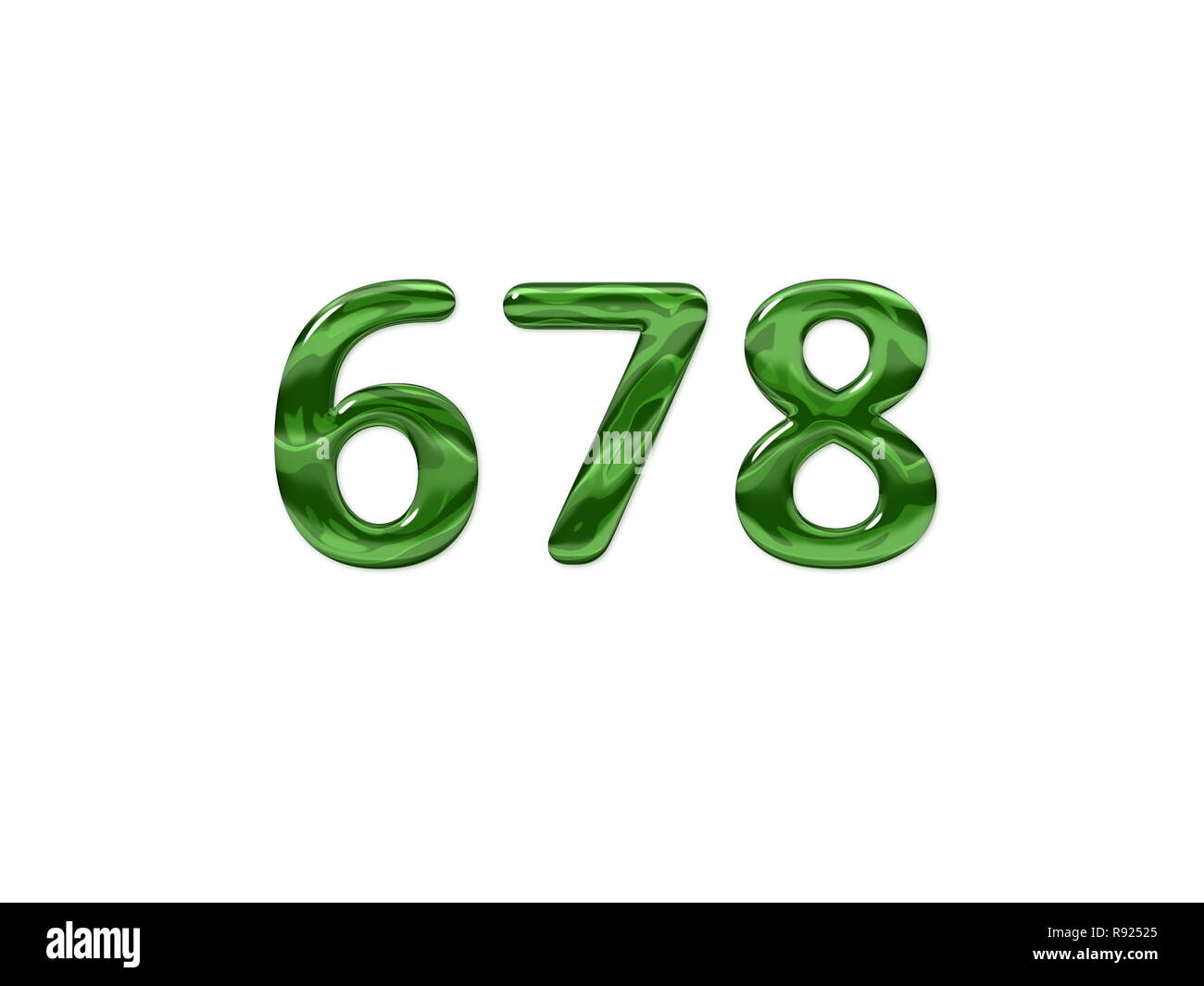 Green Number 678 isolated white background Stock Photo - Alamy