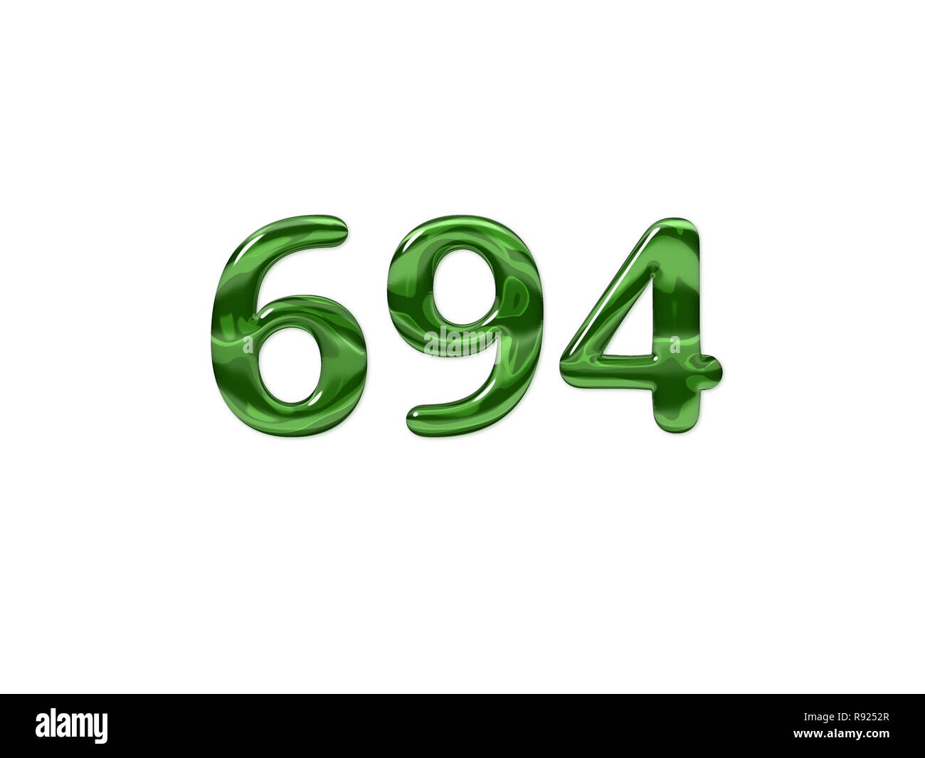 Green Number 694 isolated white background Stock Photo - Alamy