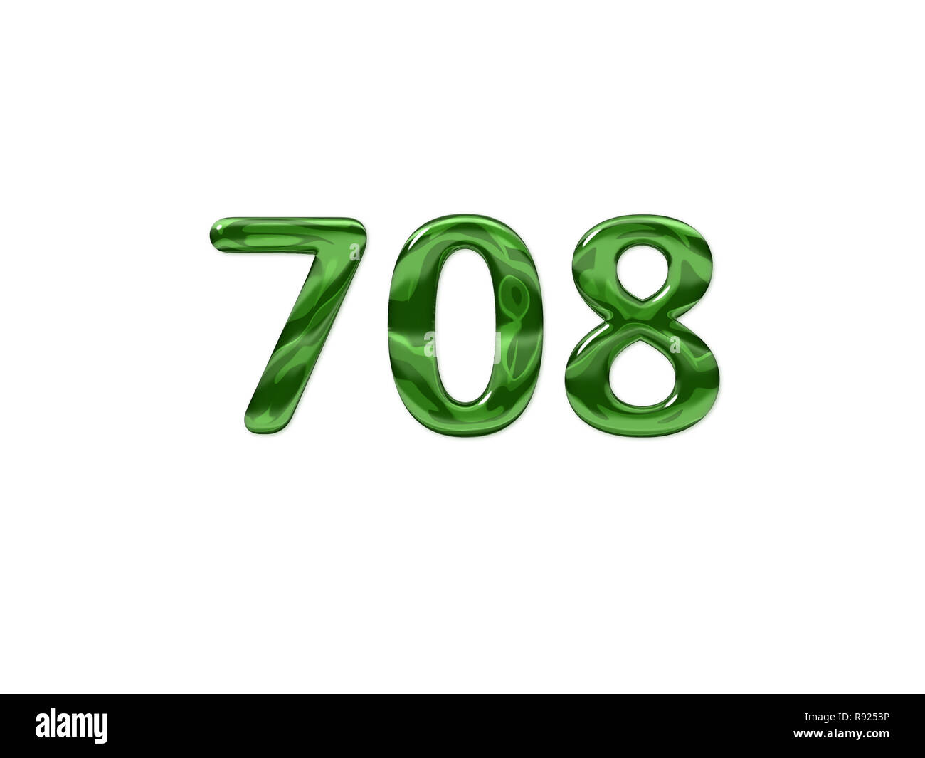 Green Number 708 isolated white background Stock Photo - Alamy