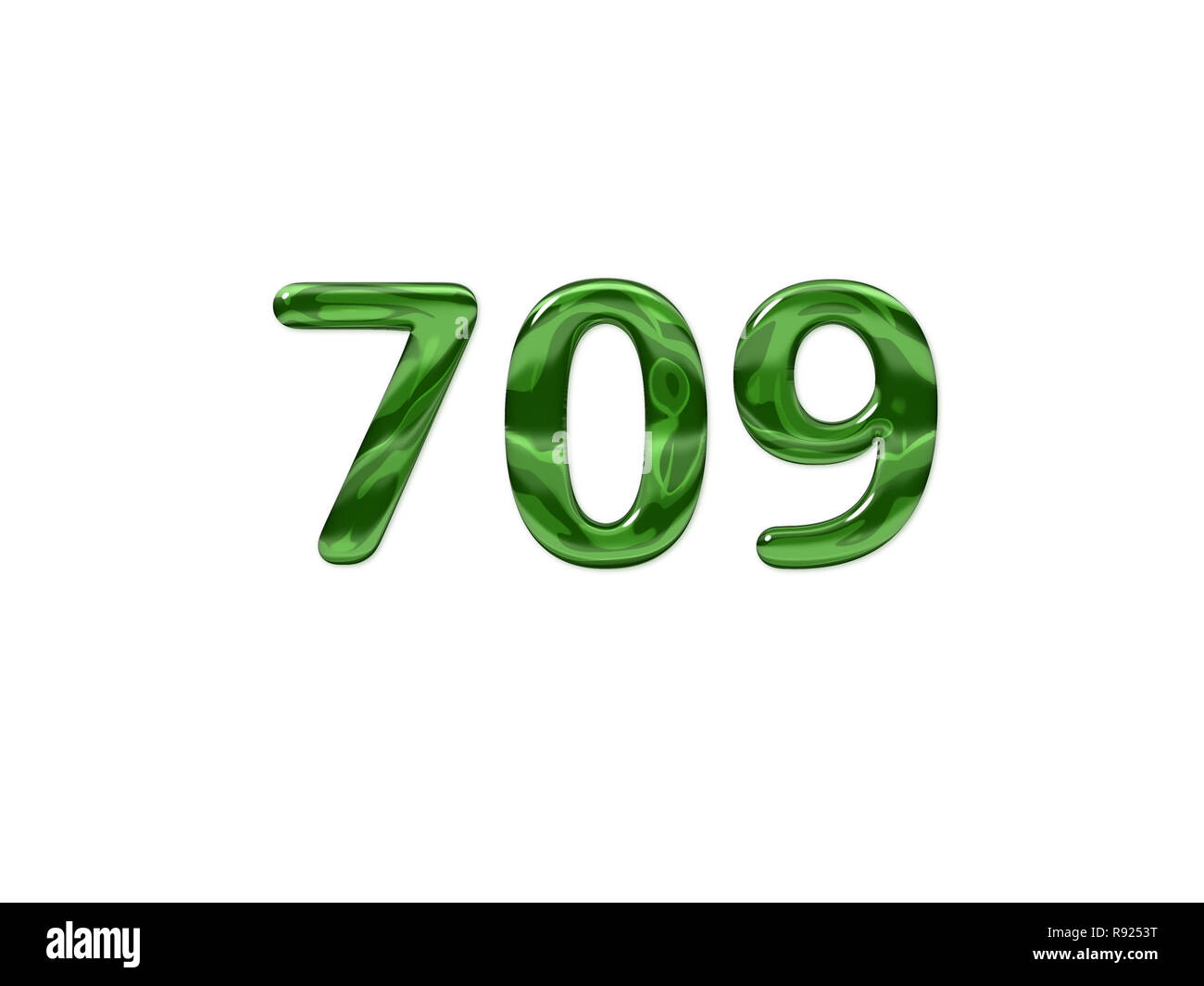 Green Number 709 isolated white background Stock Photo - Alamy