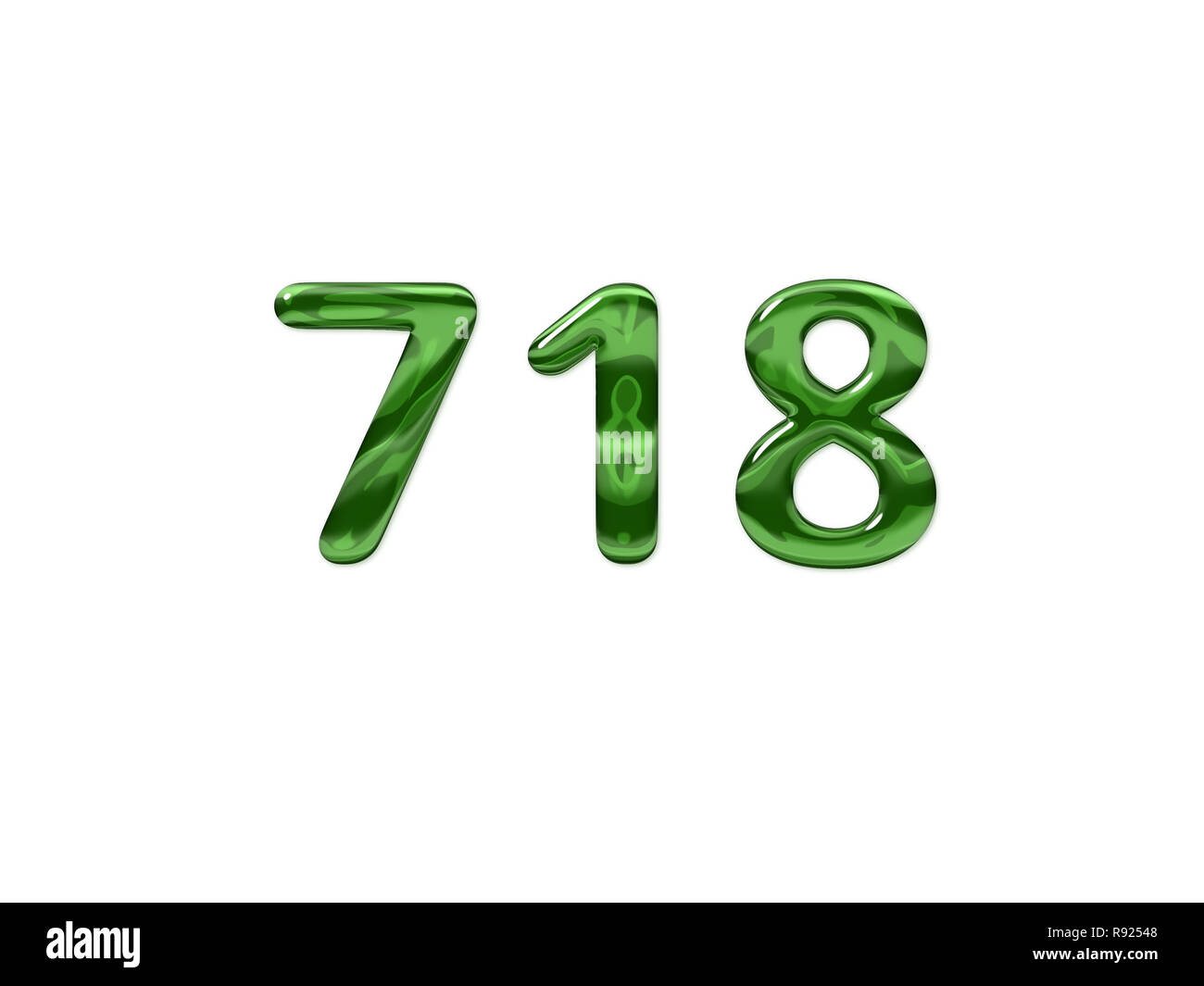 Green Number 718 isolated white background Stock Photo - Alamy