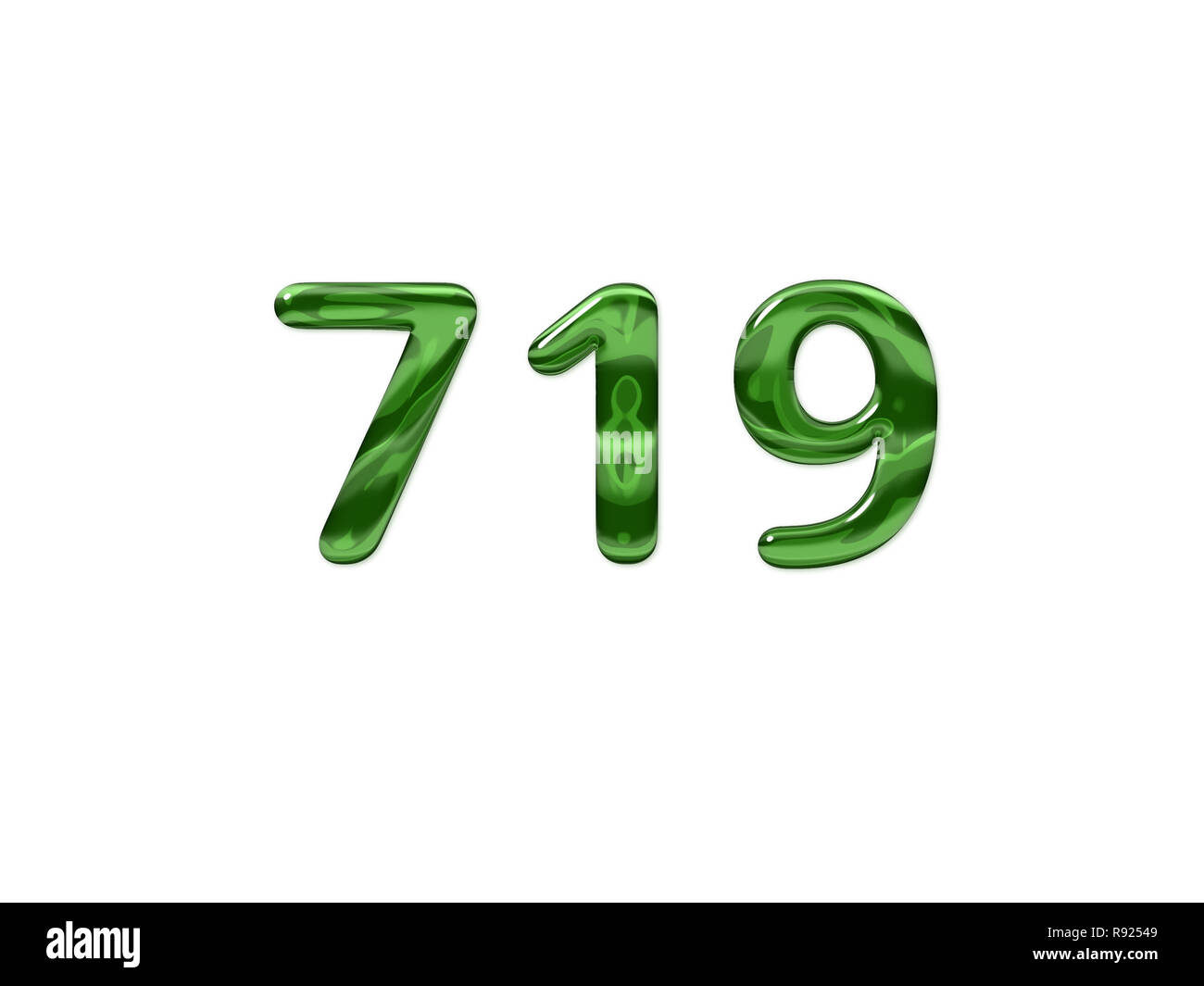 Green Number 719 isolated white background Stock Photo - Alamy
