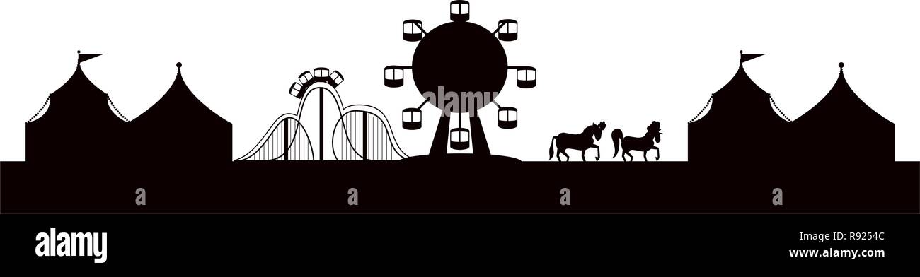 Amusement Park Silhouette Vector