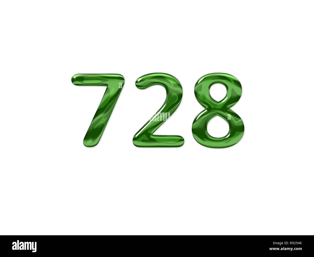 Green Number 728 isolated white background Stock Photo - Alamy