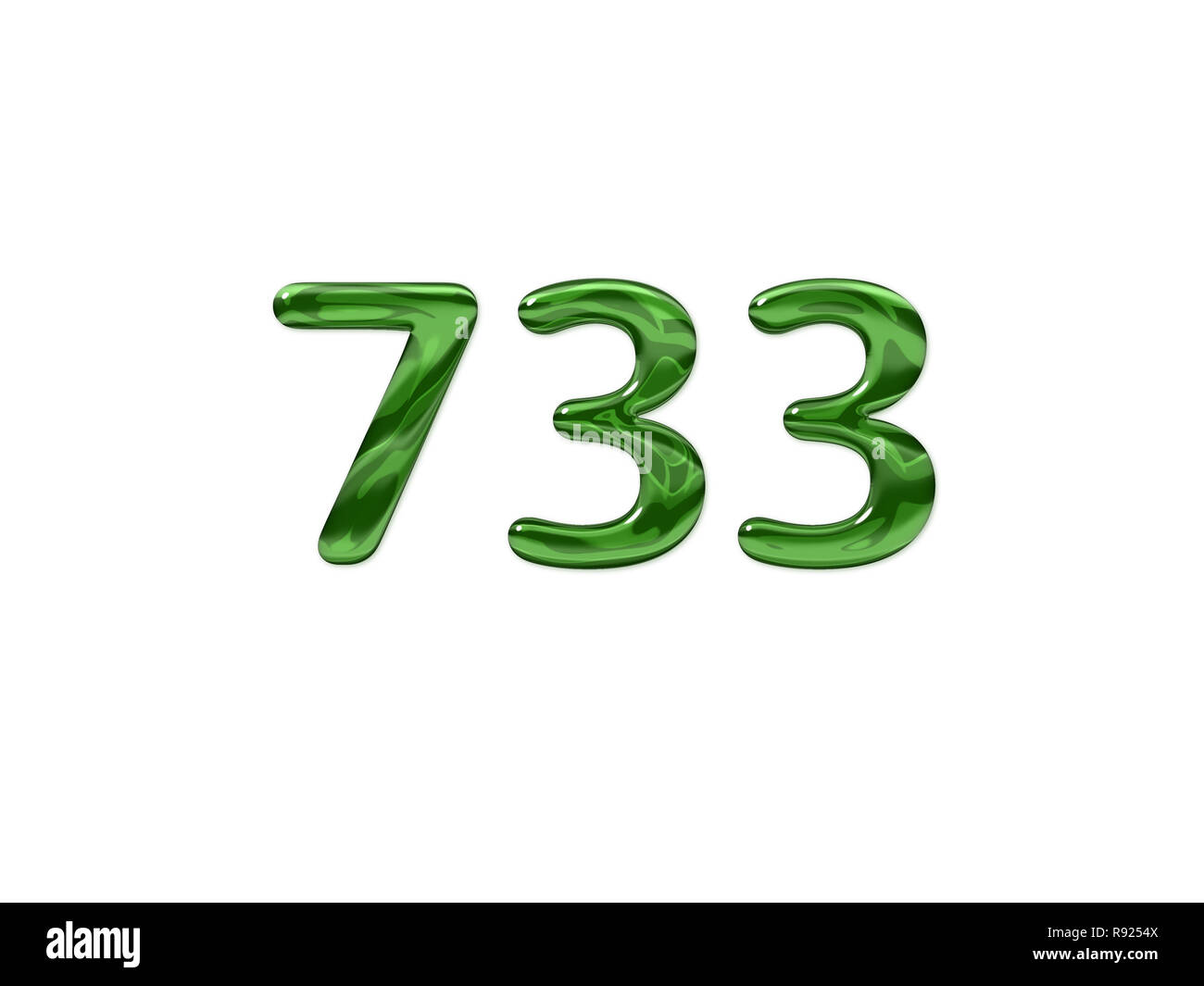 Green Number 733 isolated white background Stock Photo - Alamy