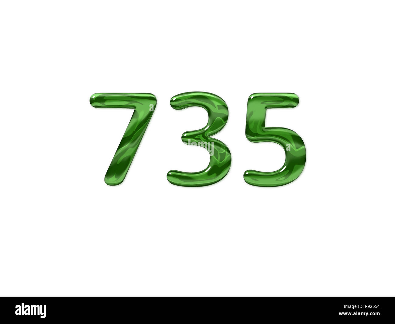 Green Number 735 isolated white background Stock Photo - Alamy