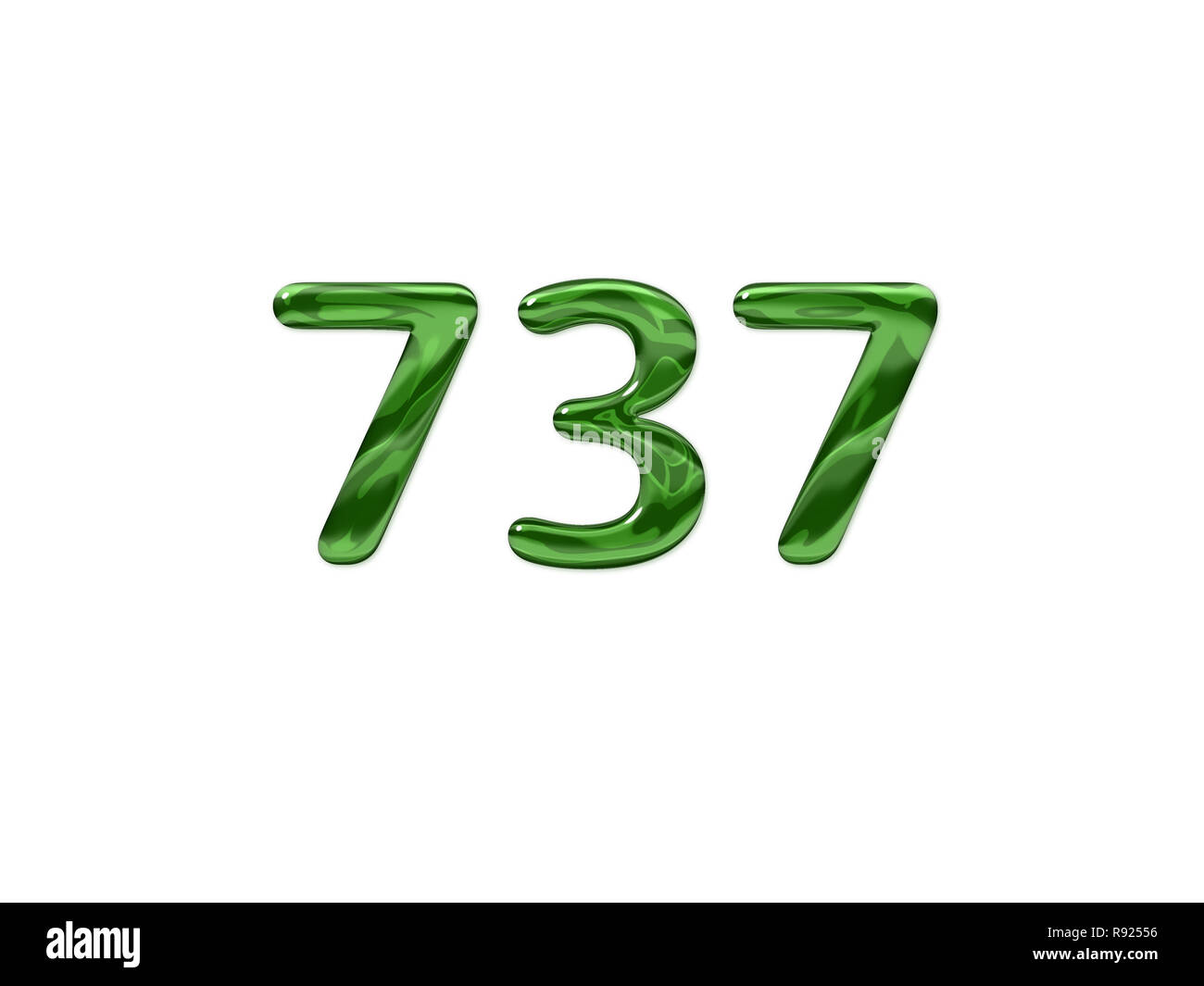 Green Number 737 isolated white background Stock Photo - Alamy