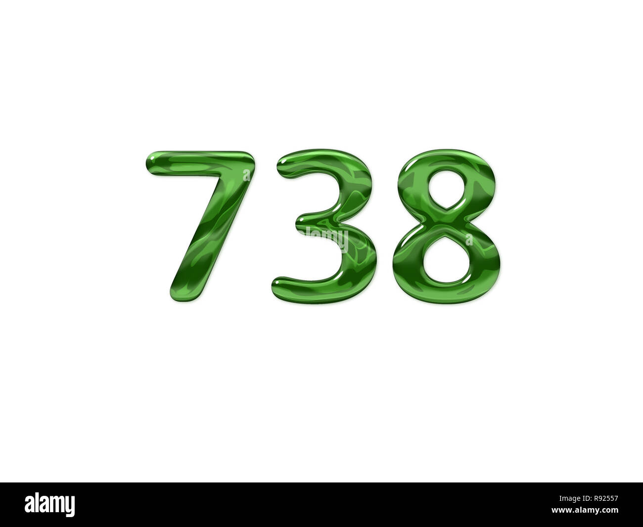 Green Number 738 isolated white background Stock Photo - Alamy
