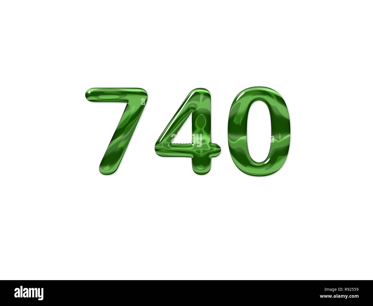 Green Number 740 isolated white background Stock Photo - Alamy