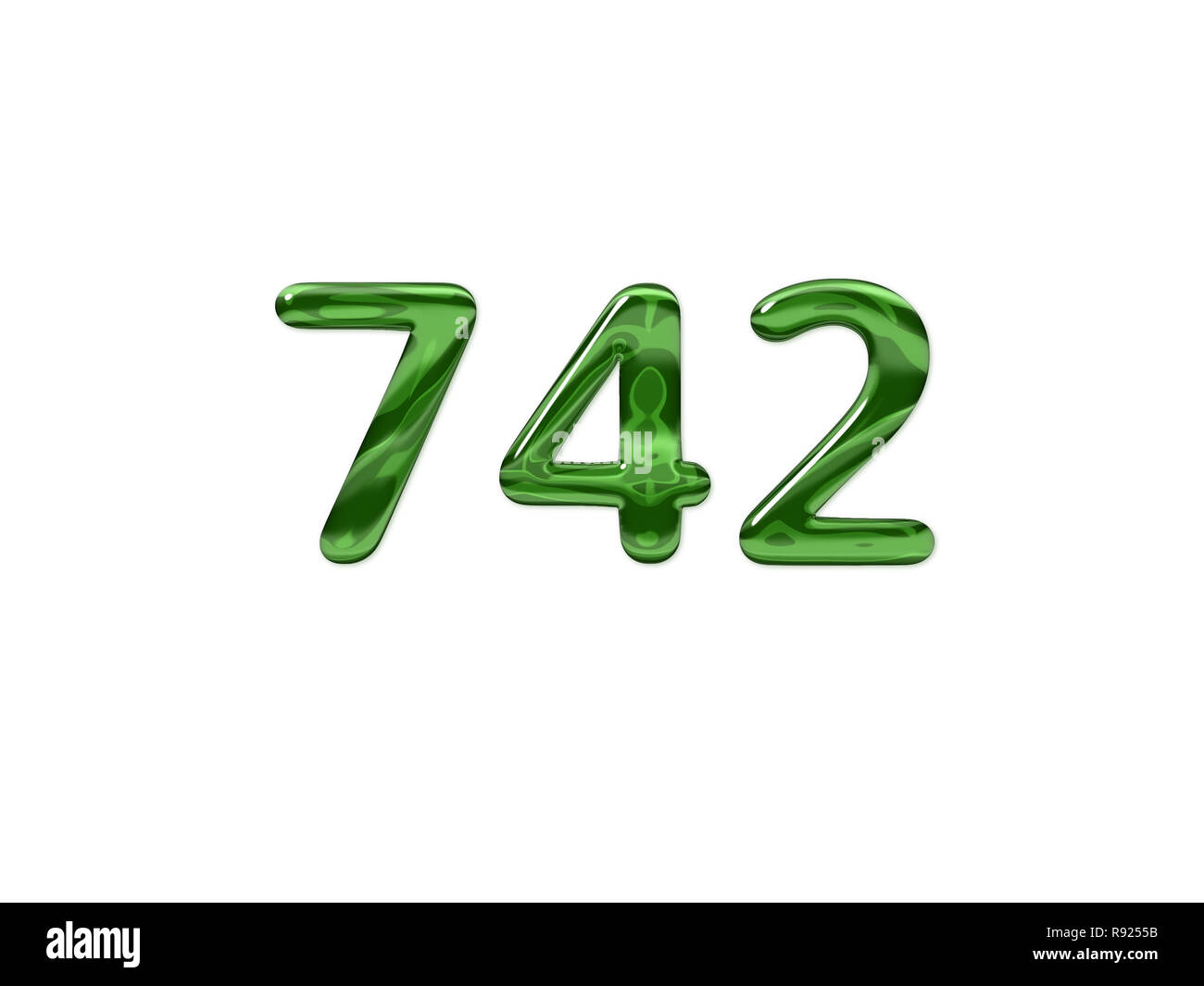 Green Number 742 isolated white background Stock Photo - Alamy