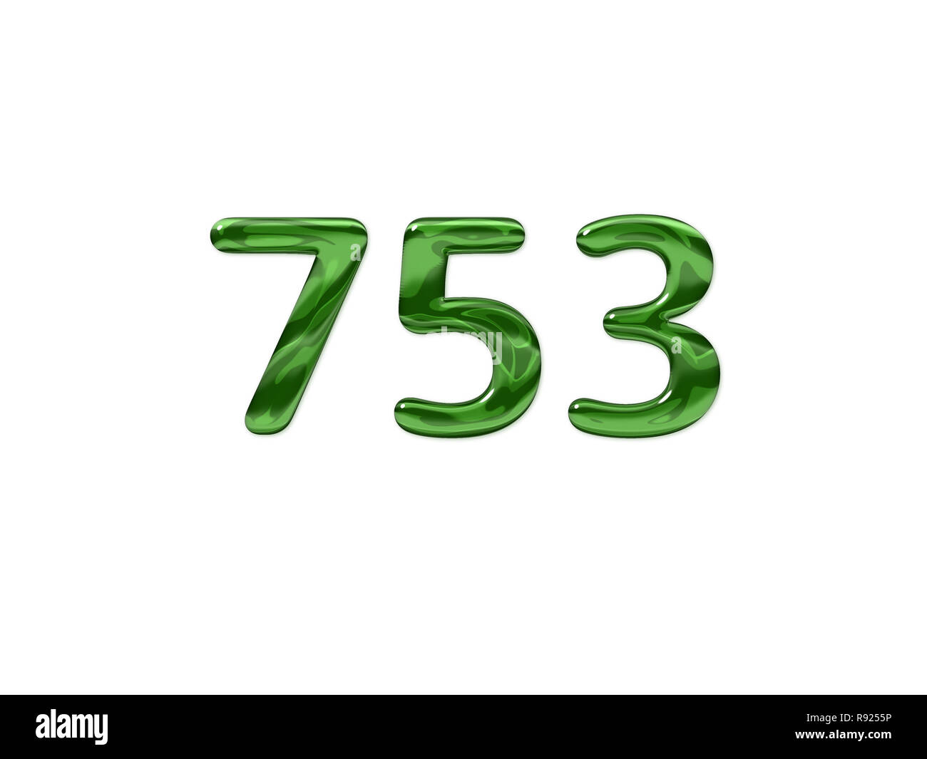 Green Number 753 isolated white background Stock Photo - Alamy