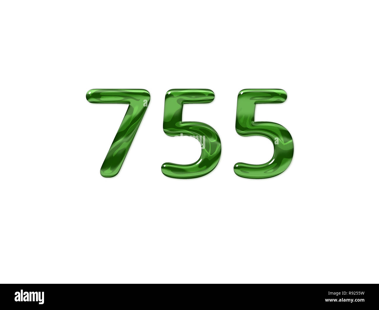 Green Number 755 isolated white background Stock Photo - Alamy