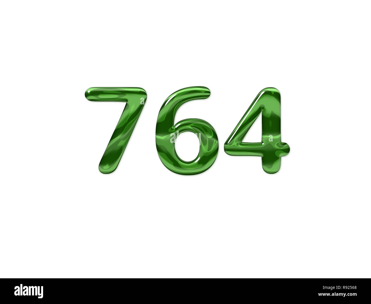 Green Number 764 isolated white background Stock Photo - Alamy