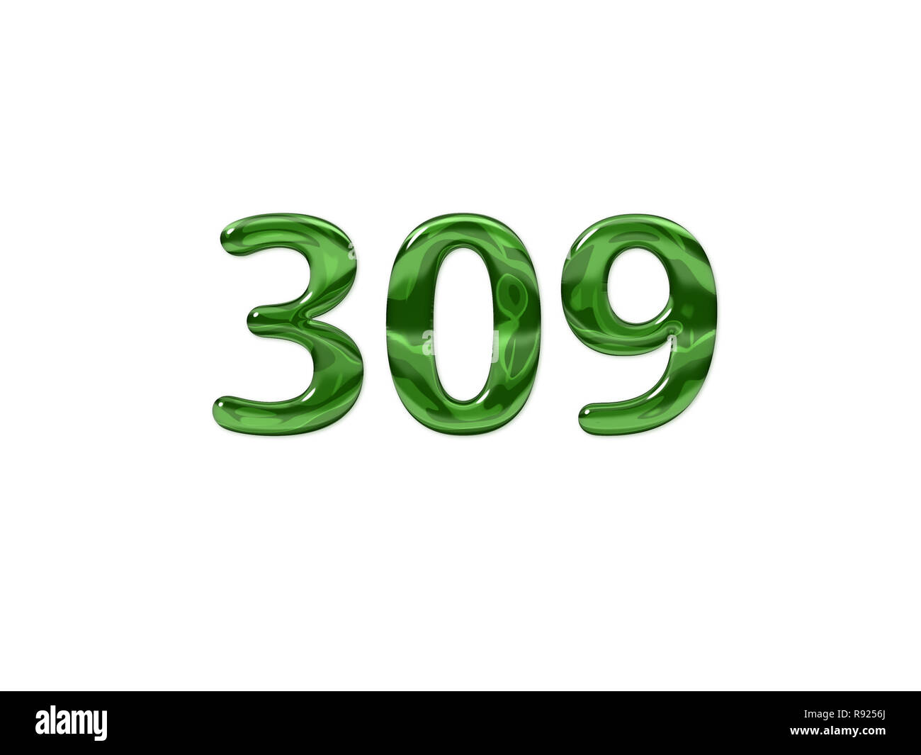 Green Number 309 isolated white background Stock Photo - Alamy