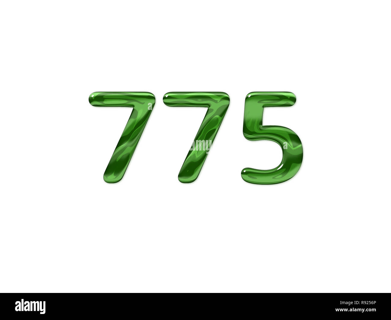 Green Number 775 isolated white background Stock Photo - Alamy