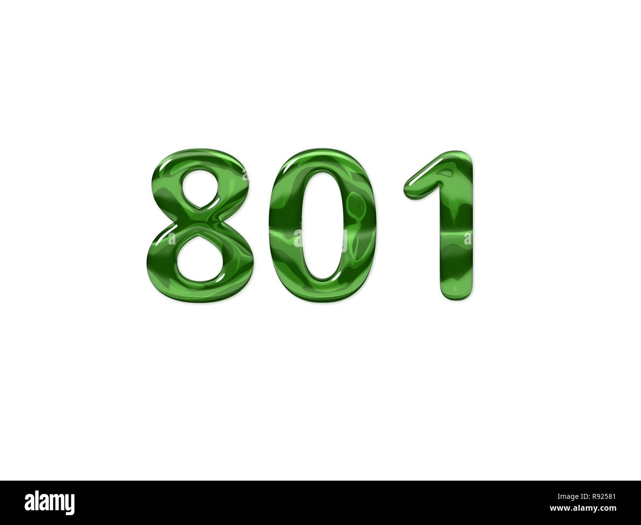 Green Number 801 isolated white background Stock Photo - Alamy