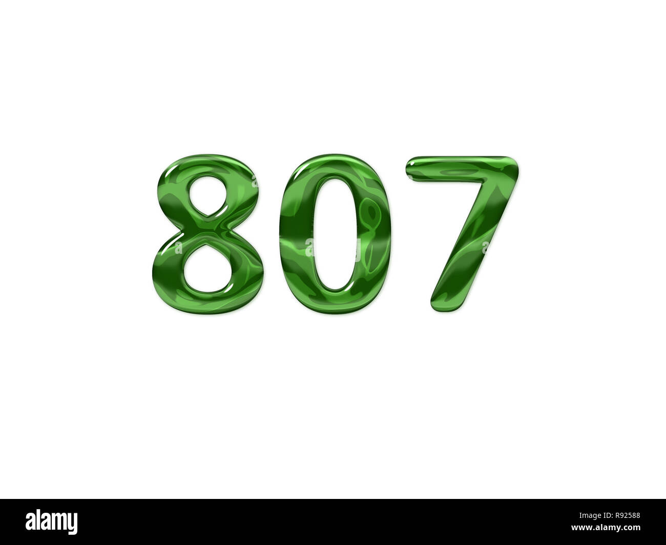Green Number 807 isolated white background Stock Photo - Alamy