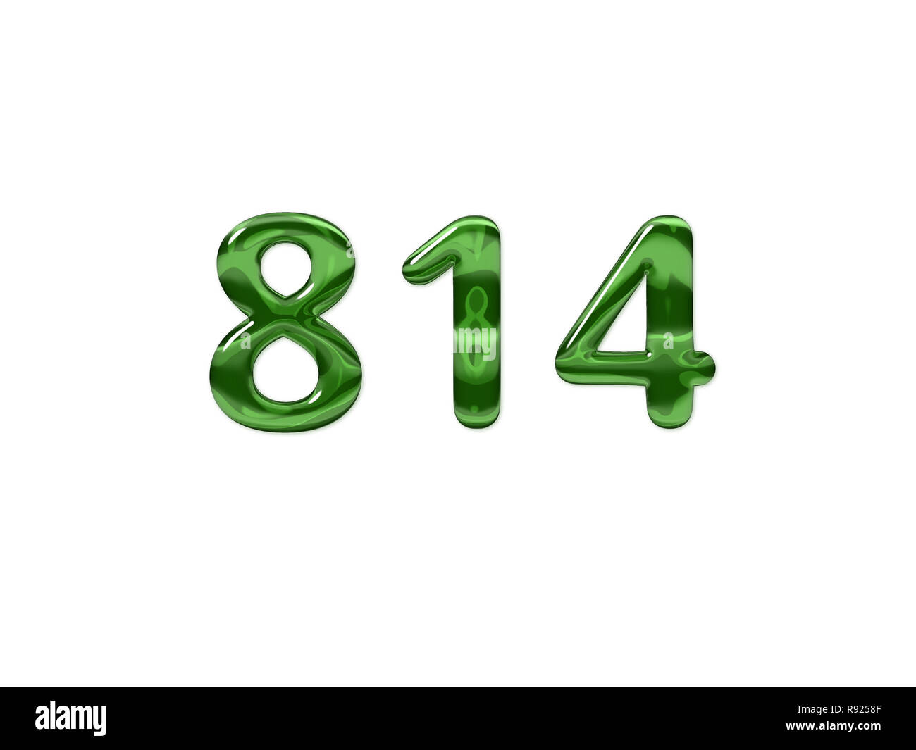 Green Number 814 isolated white background Stock Photo - Alamy