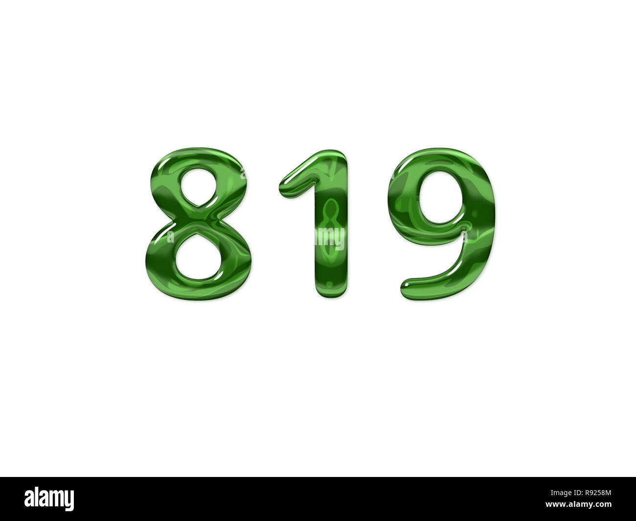 Green Number 819 isolated white background Stock Photo - Alamy