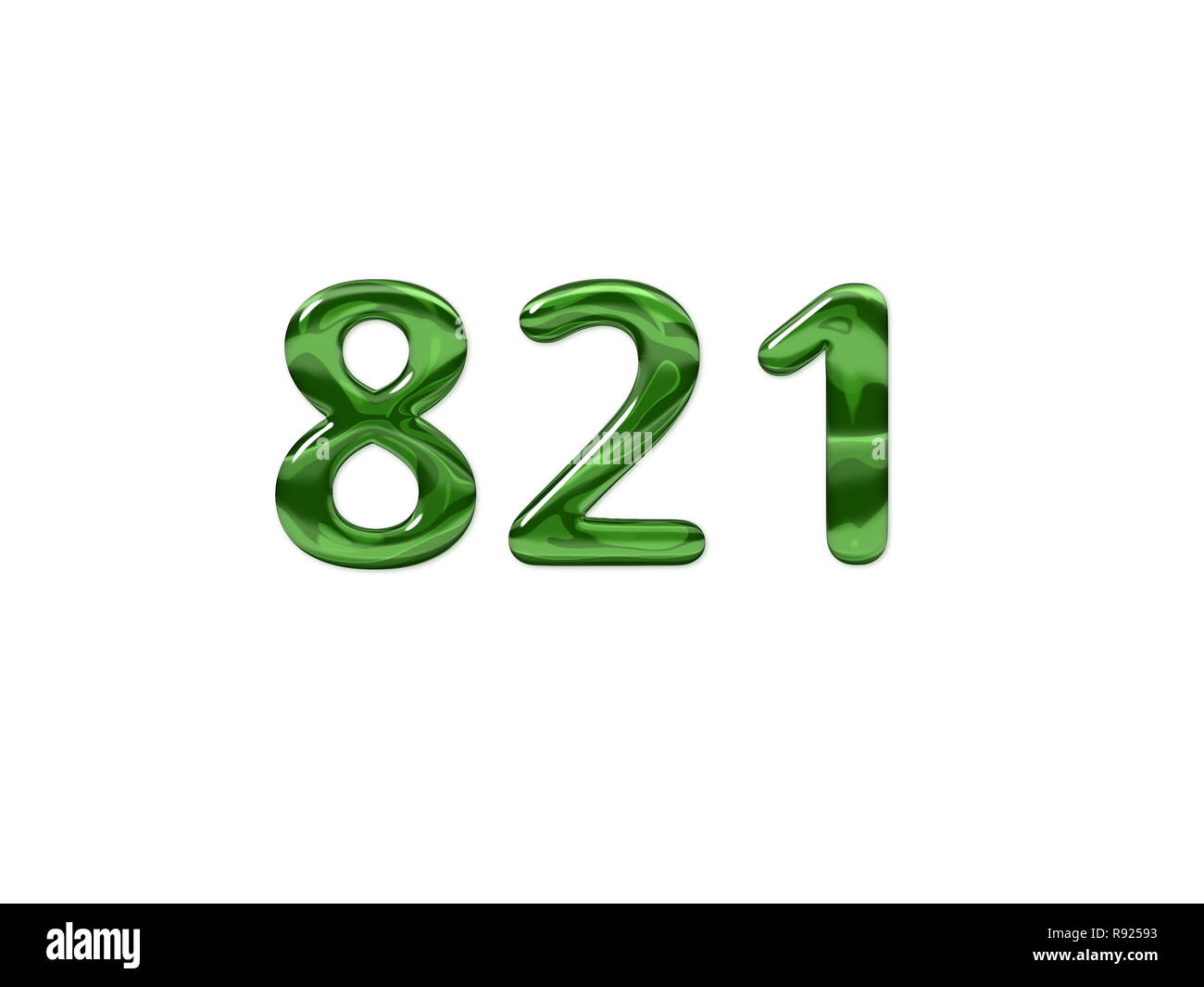 Green Number 821 isolated white background Stock Photo - Alamy