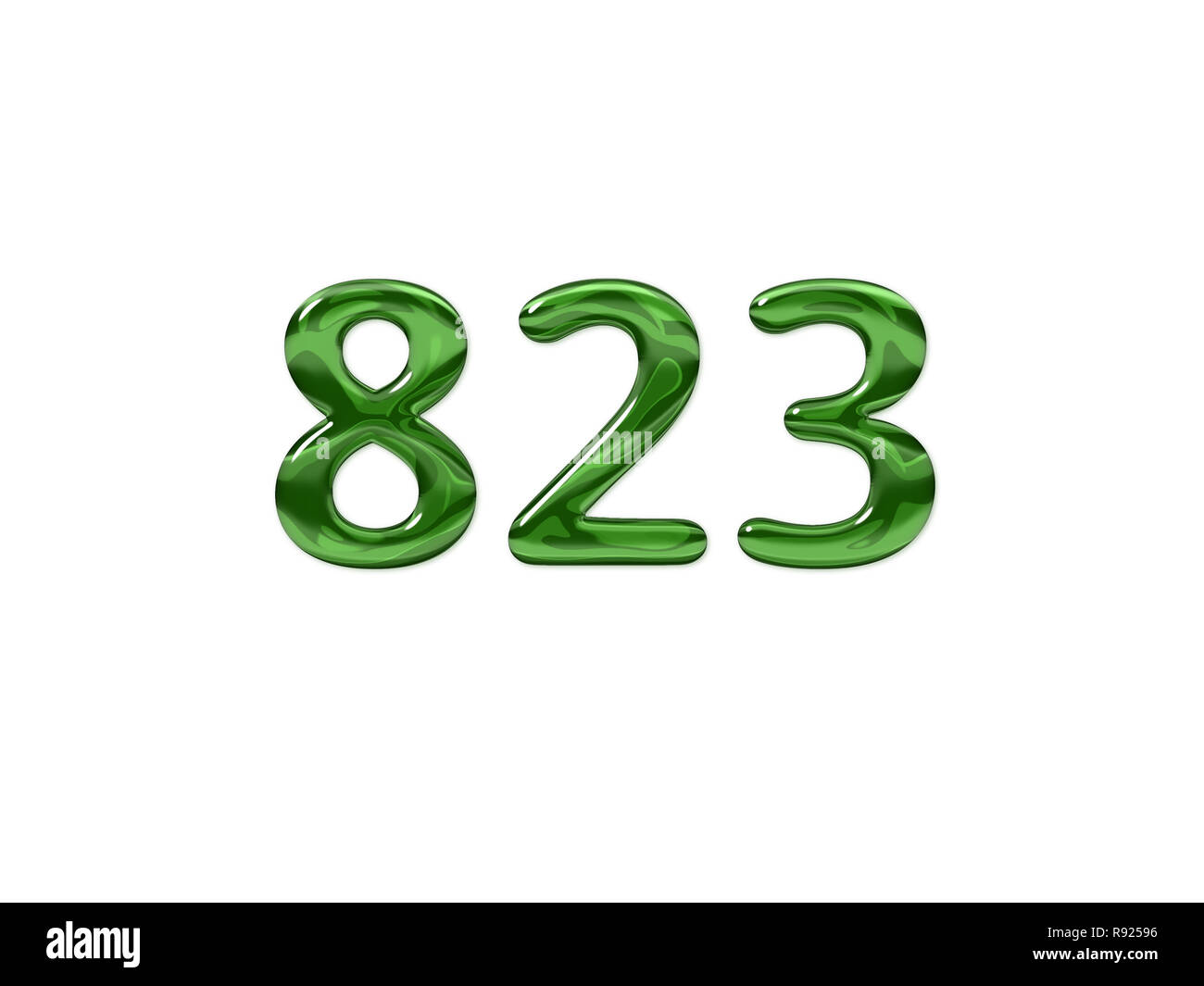 Green Number 823 isolated white background Stock Photo - Alamy